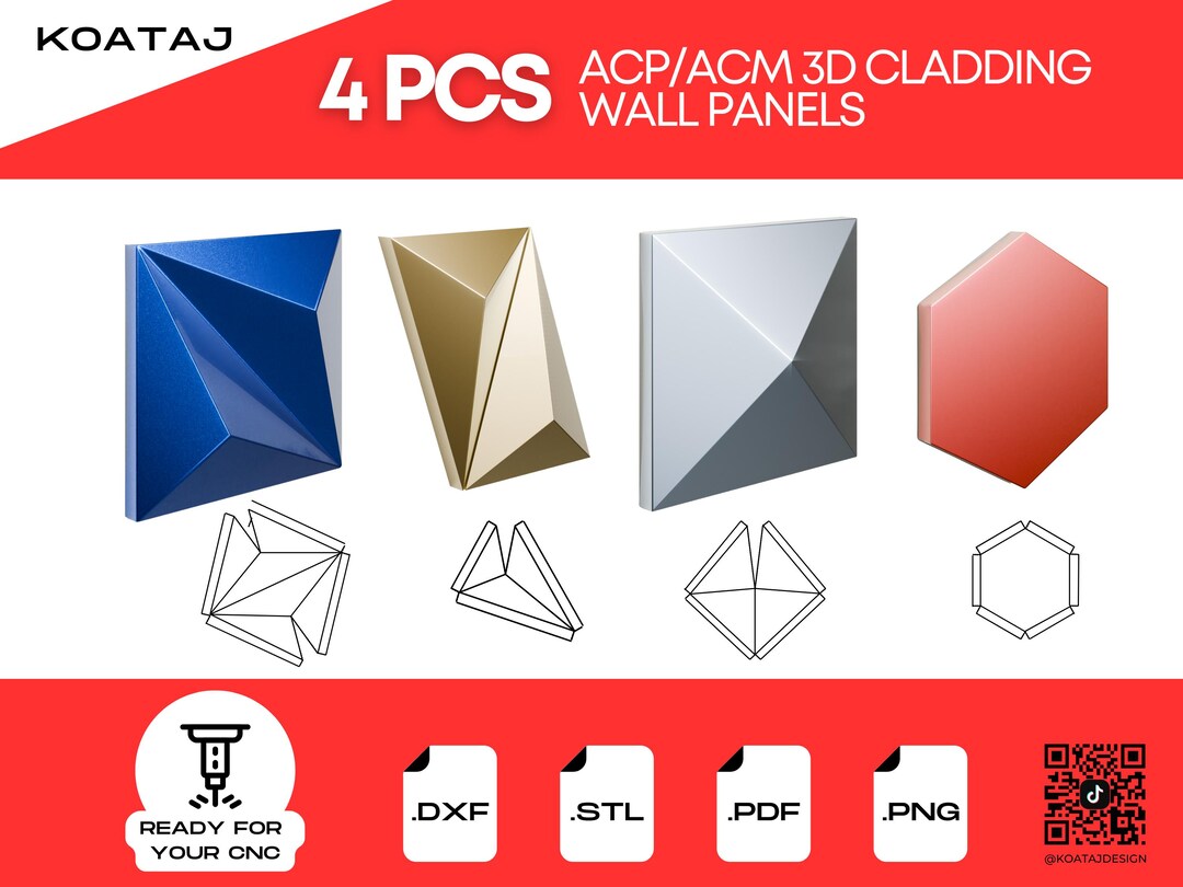 Cnc 3D Panel Design Pack – .dxf & .stl Files for ACP/ACM Cladding, Wall ...