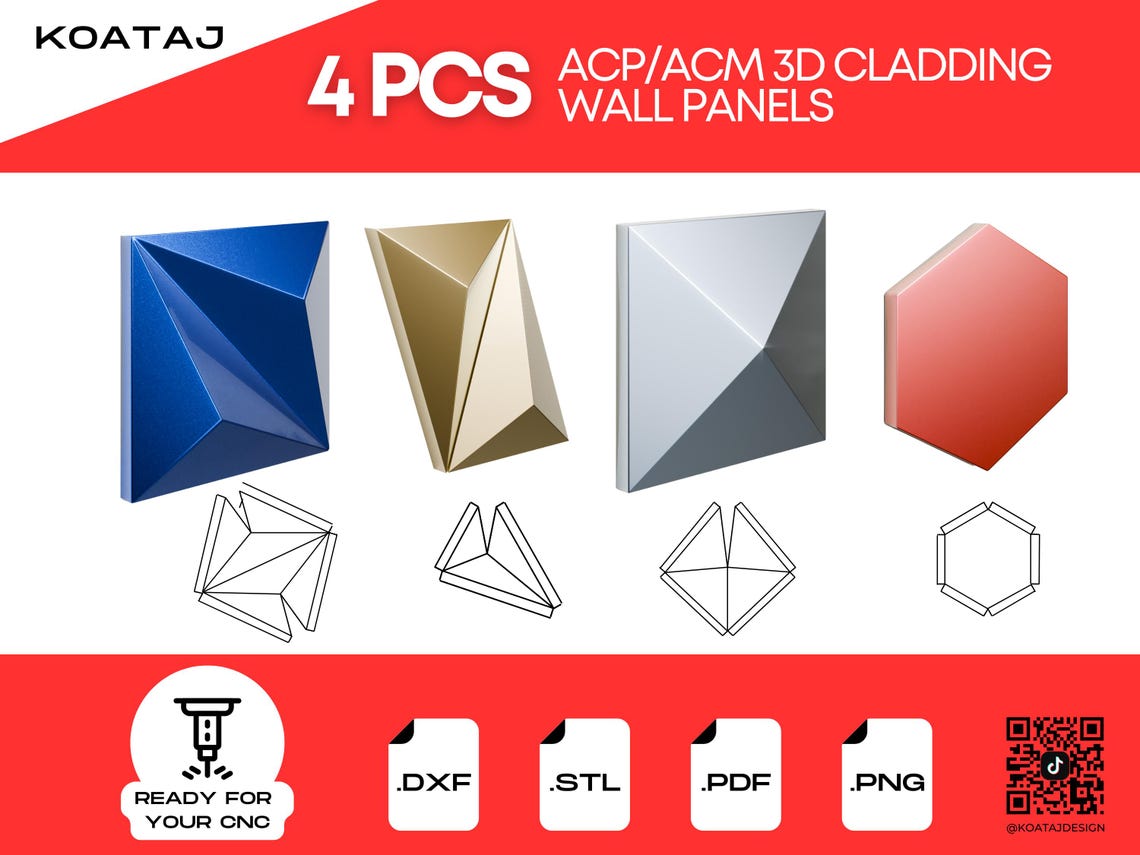 Cnc 3D Panel Design Pack – .dxf & .stl Files for ACP/ACM Cladding, Wall ...