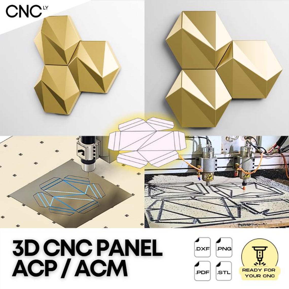 CNC 3D Wall Panel Design: SHAPE027 .dxf & .stl Files (digital Download ...