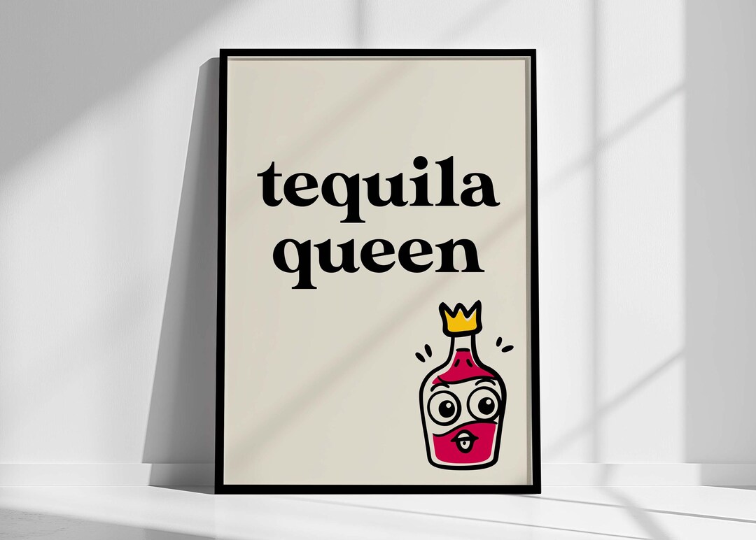 Tequila Queen Wall Art, Vintage Tequila Illustration Print, Minimalist ...