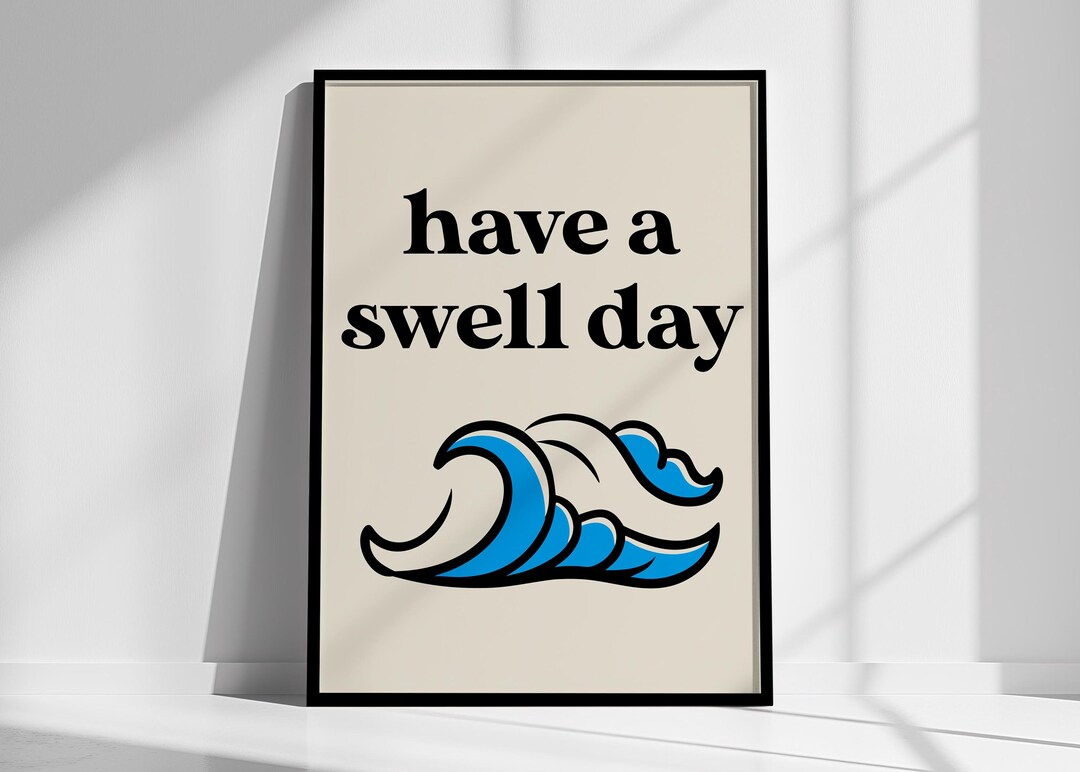 Have a Swell Day Wall Art, Funny Ocean Pun Print, Coastal Bathroom ...