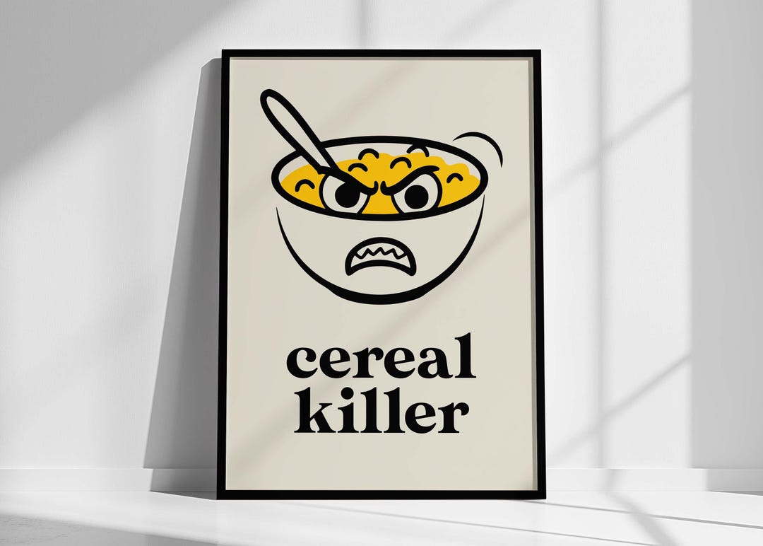 Cereal Killer Pun Print, Food Pun Poster, Funny Kitchen Wall Art ...