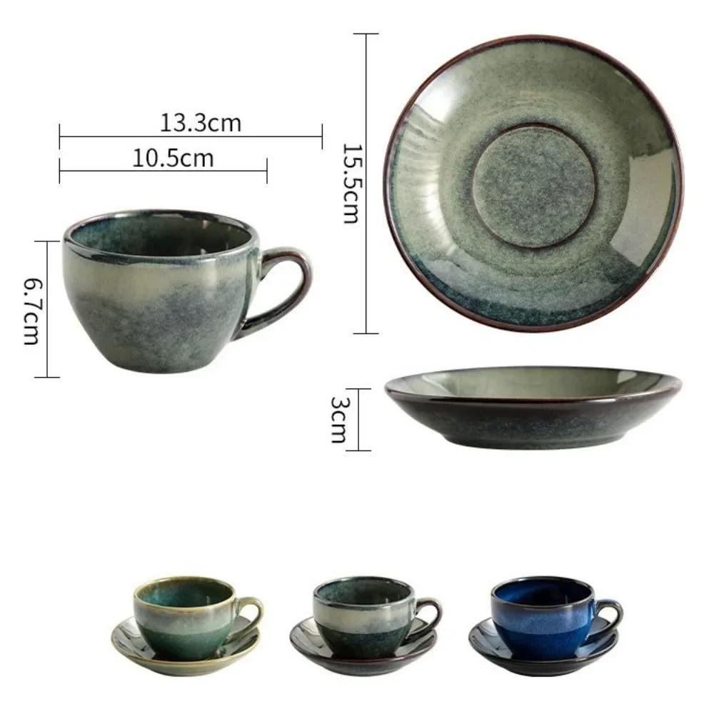Beige Iridescent Cup & Saucer Set | Rustic Ceramic Coffee Mug ...
