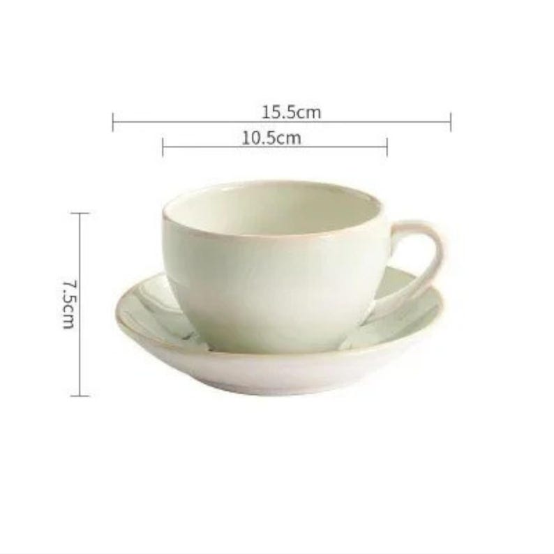 Beige Iridescent Cup & Saucer Set | Rustic Ceramic Coffee Mug ...
