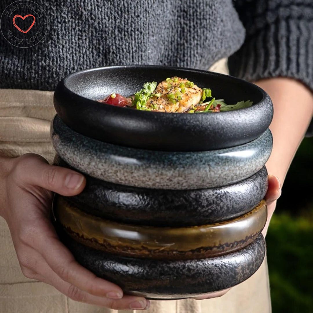 Contemporary Japanese Porcelain Bowl | Retro Texture Asian Tableware ...