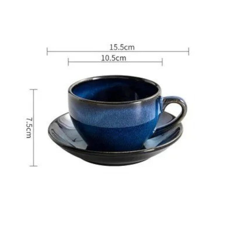 Beige Iridescent Cup & Saucer Set | Rustic Ceramic Coffee Mug ...