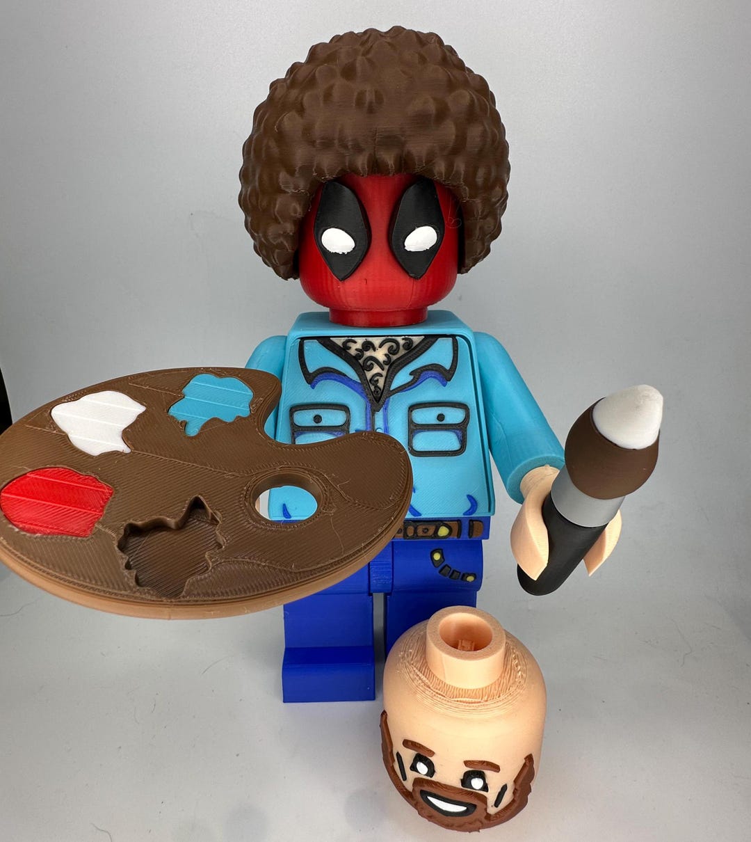 9 Inch Deadpool/bob Ross 3D Printed Large-custom Building Block/statue ...