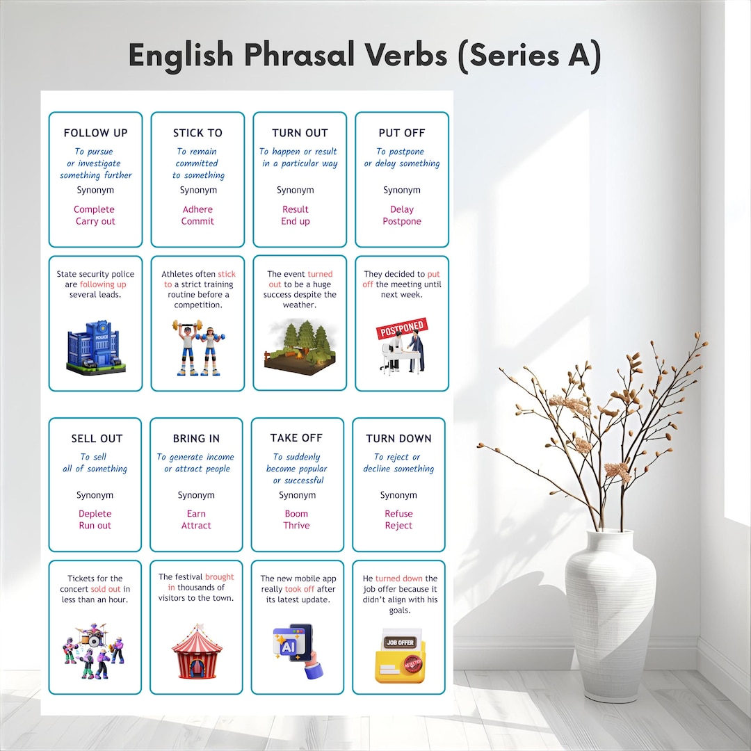 English Phrasal Verbs Flashcards (series A) | Printable ESL Vocabulary ...