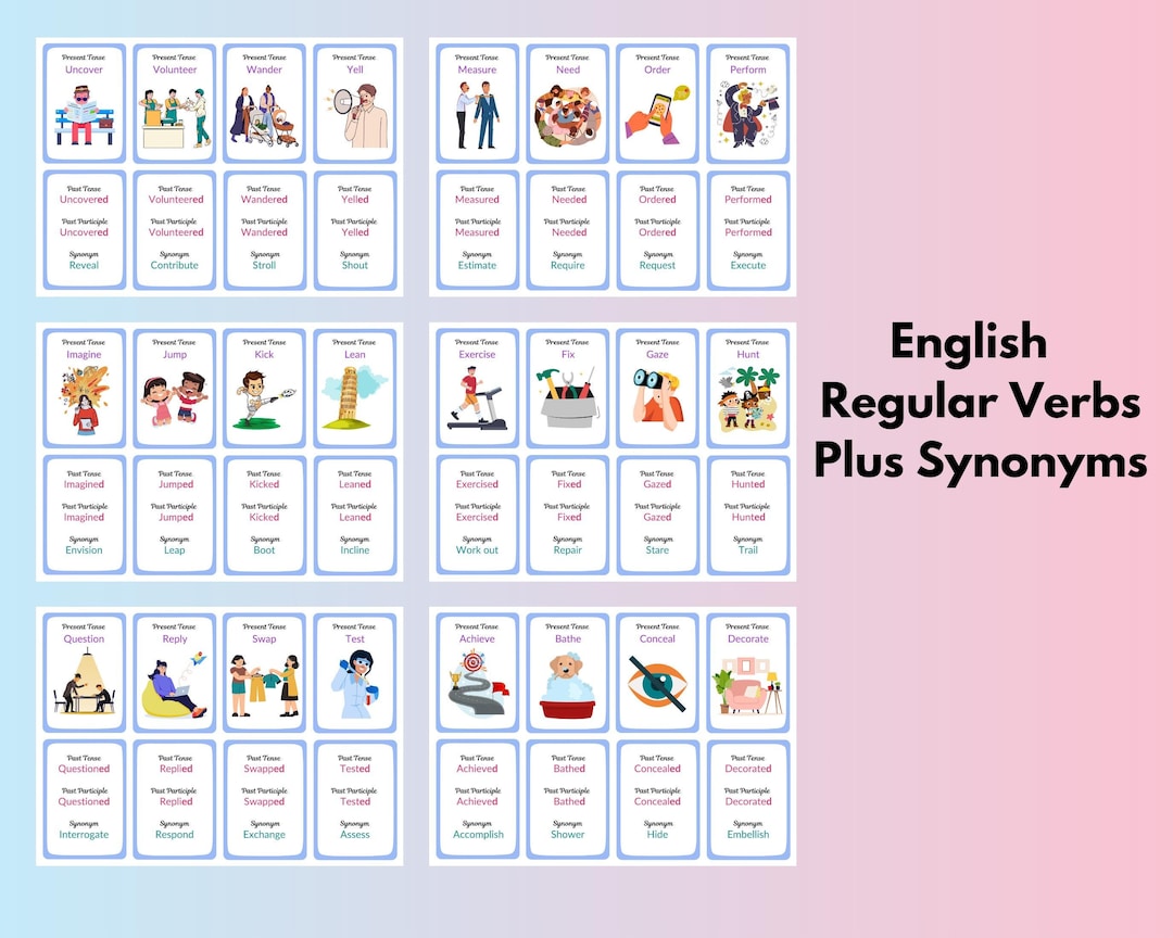 English Regular Verbs Flashcards, English Regular Verbs Printable ...