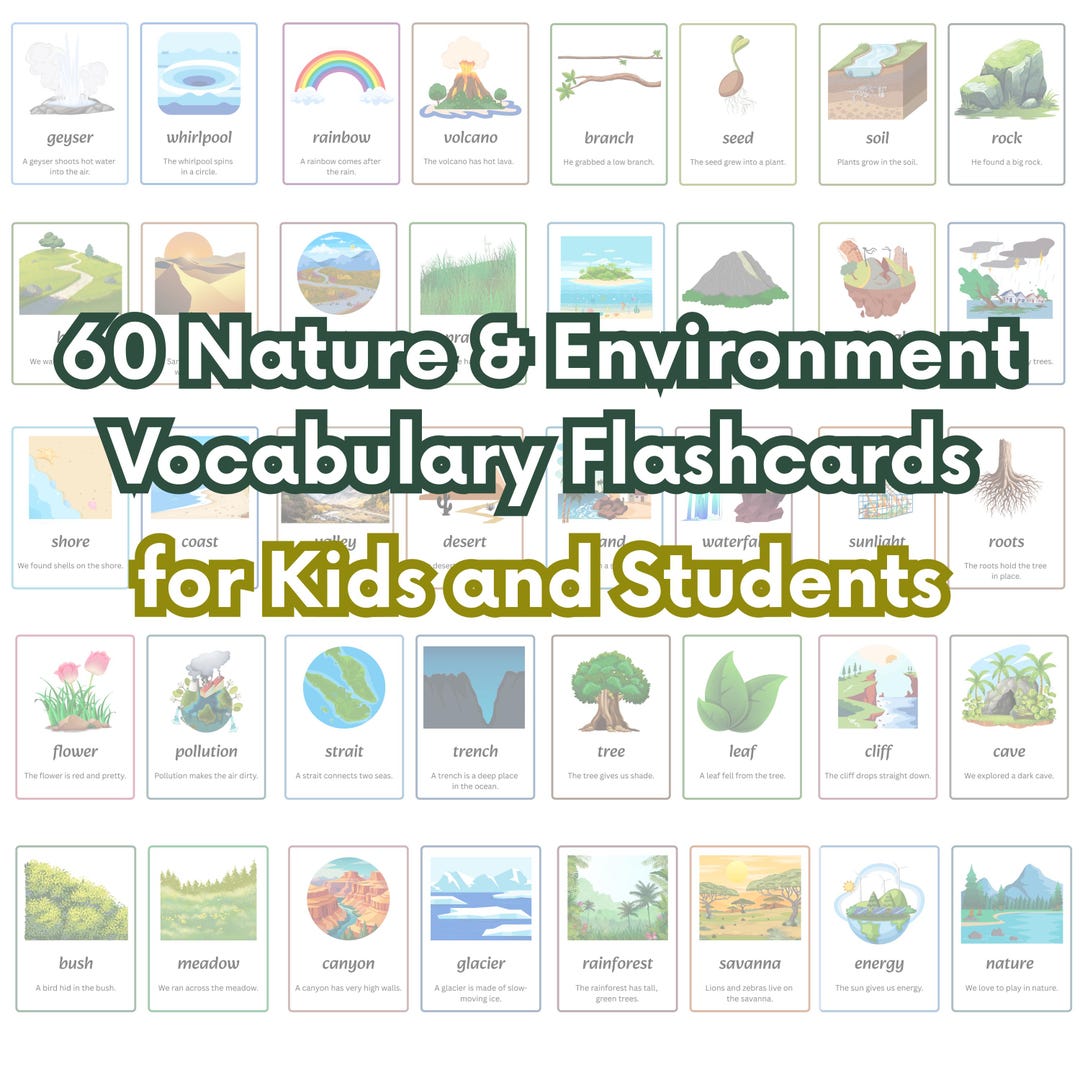 Nature Flashcards | Landforms, Plants, Natural Elements (printable PDF ...