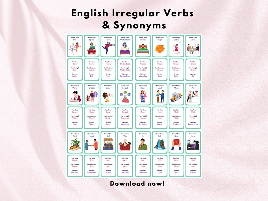 English Irregular Verbs Flashcards, English Irregular Verbs Printable ...