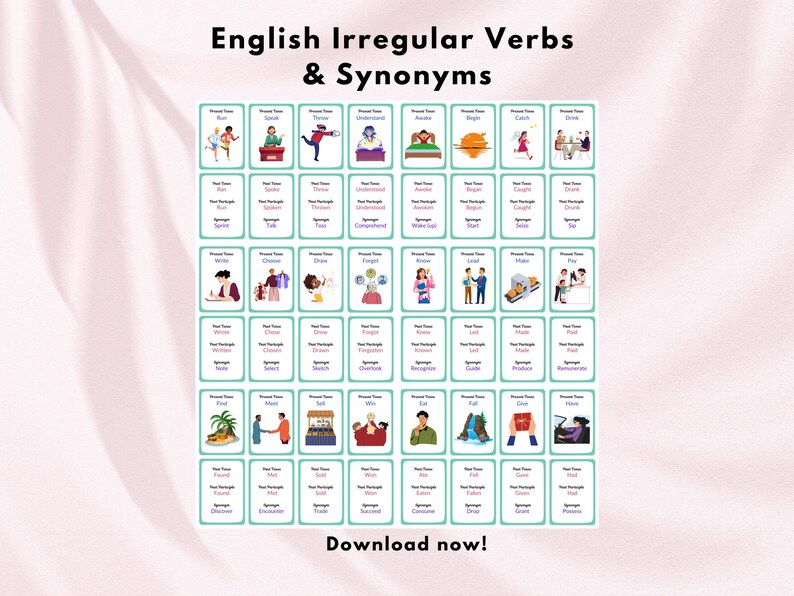 English Irregular Verbs Flashcards, English Irregular Verbs Printable ...