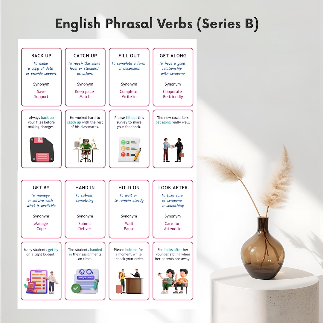 English Phrasal Verbs Flashcards (series B) | Printable ESL Vocabulary ...