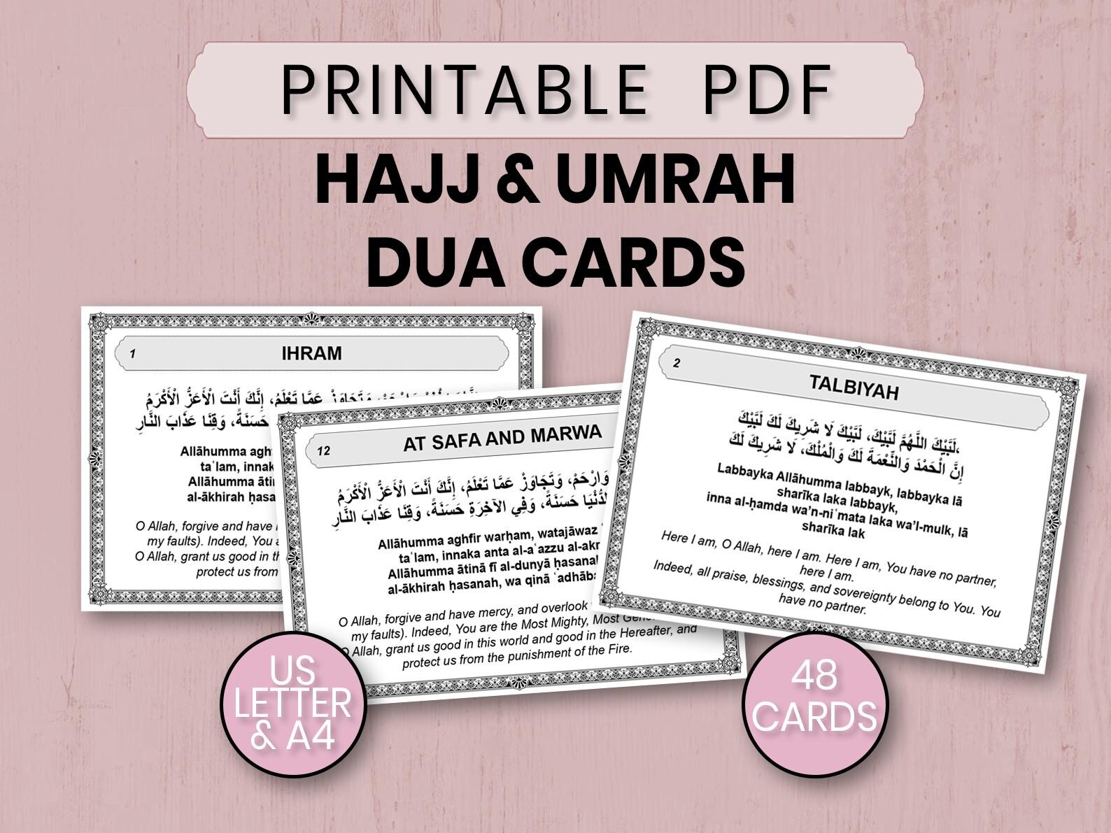 Printable Dua Cards, Hajj Dua Printable Cards, Hajj Flashcards, Prayer ...