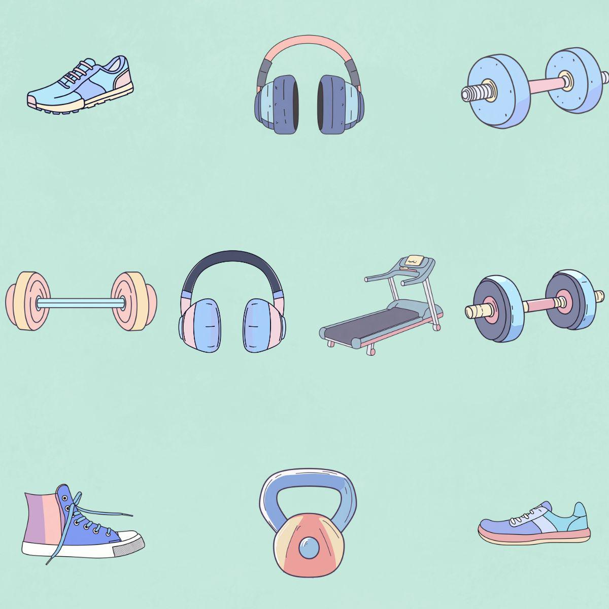 Pastel Exercise Clipart Bundle, Workout Equipment PNG Collection ...