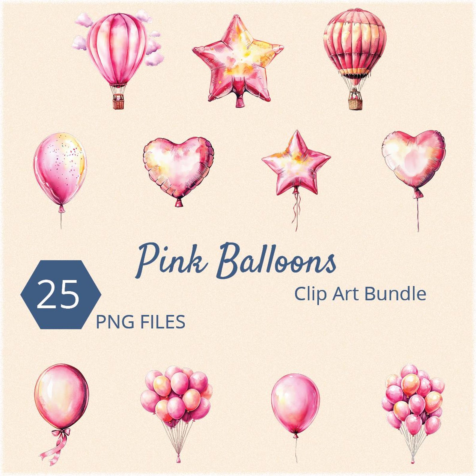 Pink Balloons Clip Art Bundle: Baby Shower PNG (digital Download) - Etsy