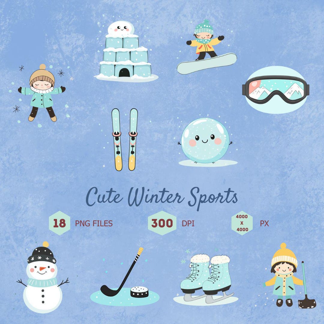 Winter Sports Clipart, Scrapbooking PNG Files (digital Download - Etsy