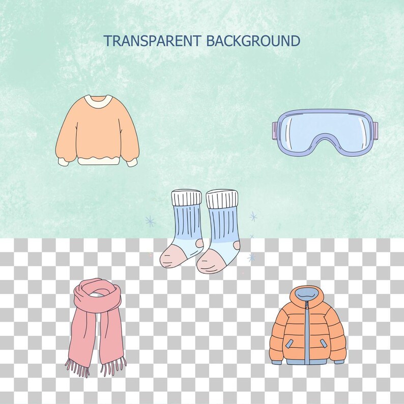 Winter Apparel Clip Art Bundle, Digital Download, 31 PNG Files, 300 DPI ...