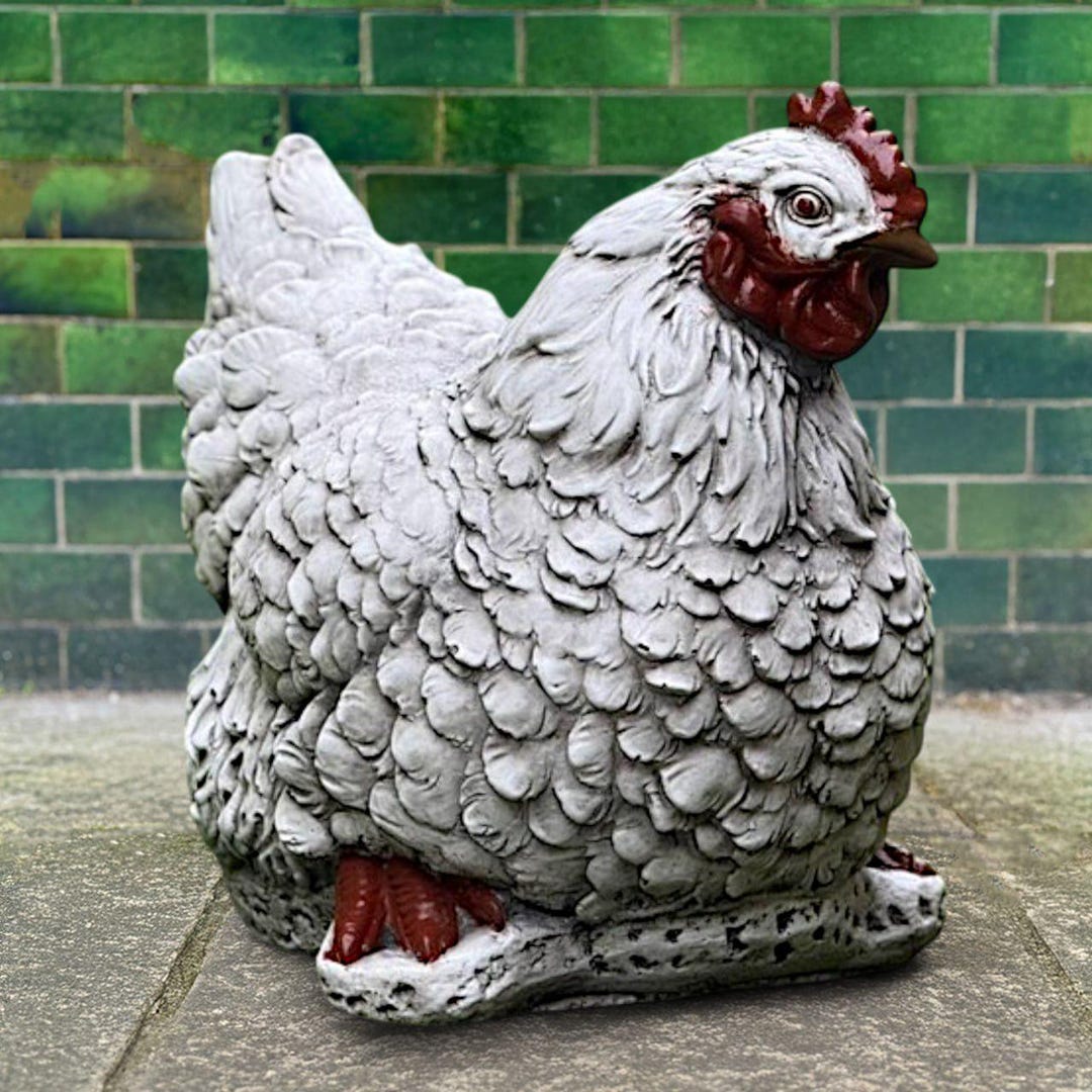 Stone Chicken Statue Farmhouse Garden Decoration Concrete Hen Sculpture ...