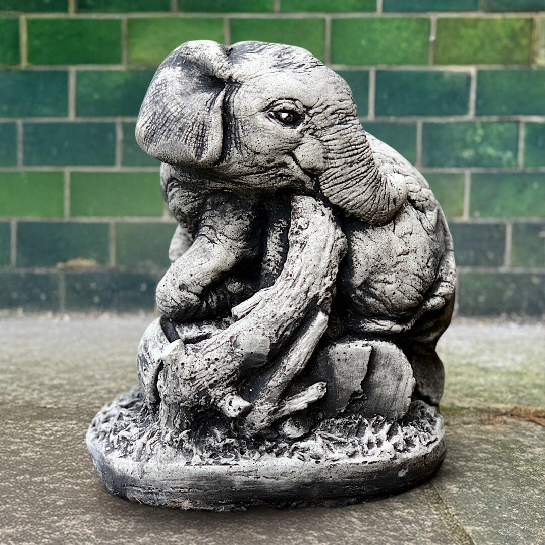 Outdoor Elephant Statue Concrete Elephant Figurine Cement Animal ...