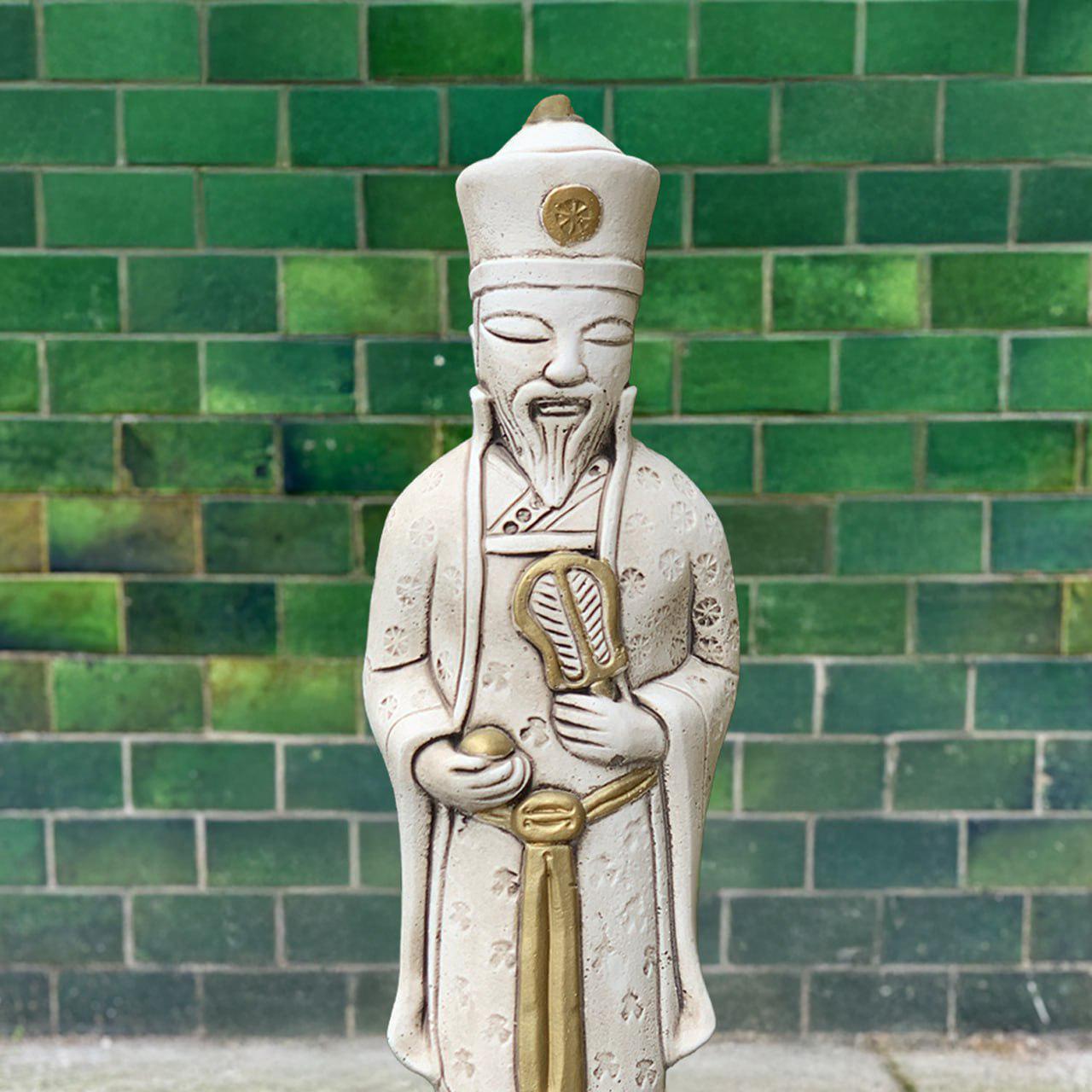 Outdoor Chinese Man Sculpture Concrete Asian Figurine Garden Feng Shui ...