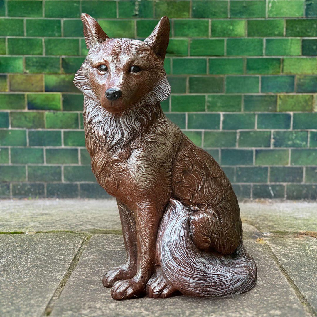 Stone Large Fox Figurine Concrete Fox Sculpture Cement Animal Statue ...