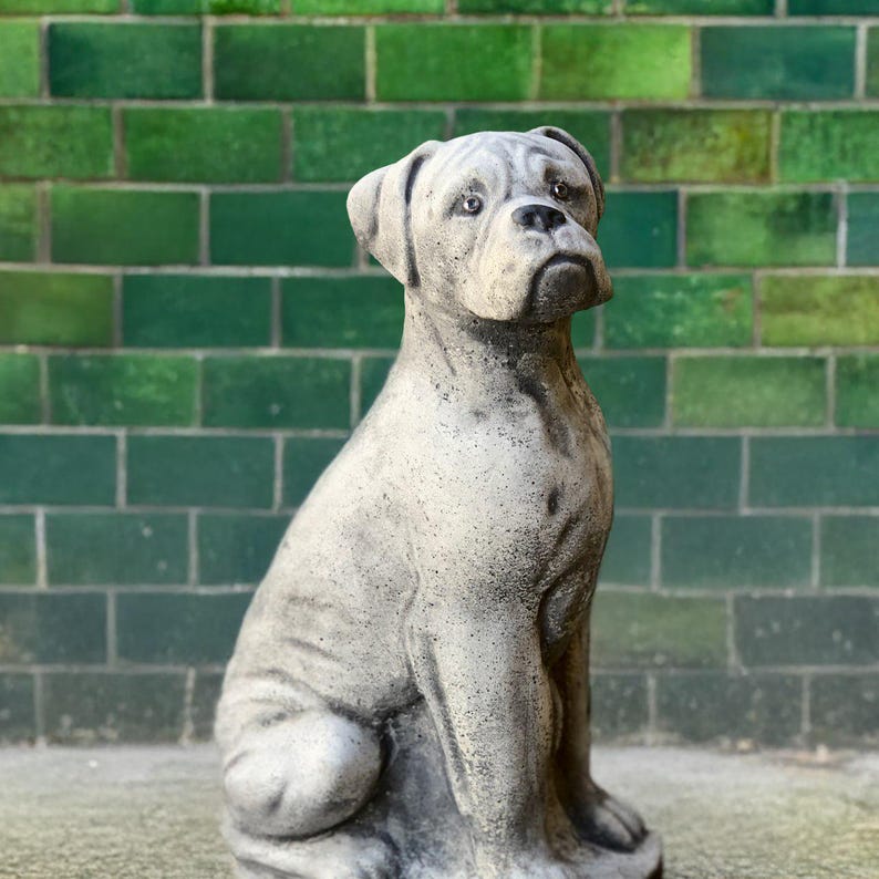 Concrete Boxer Statue Stone Dog Sculpture Handmade Dog Figurine ...
