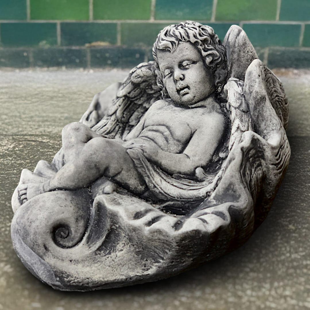Concrete Baby Angel Sculpture Stone Memorial Children Statue Outdoor ...