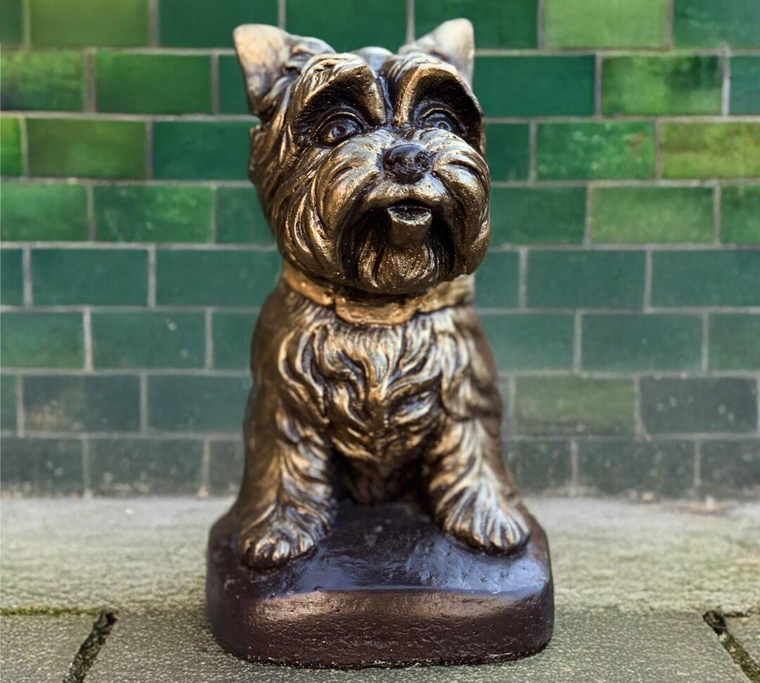 Garden Yorkie Figurine Outdoor Dog Sculpture Concrete Westie Dog Statue ...