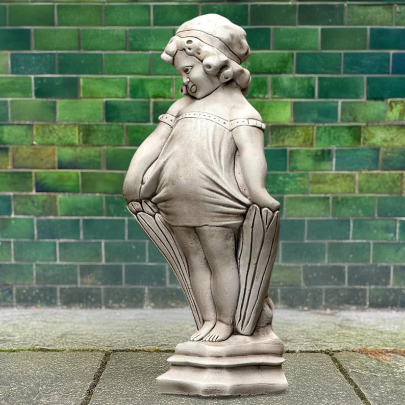 Concrete Shy Girl Statue Stone Child Figurine Sweet Girl Sculpture ...