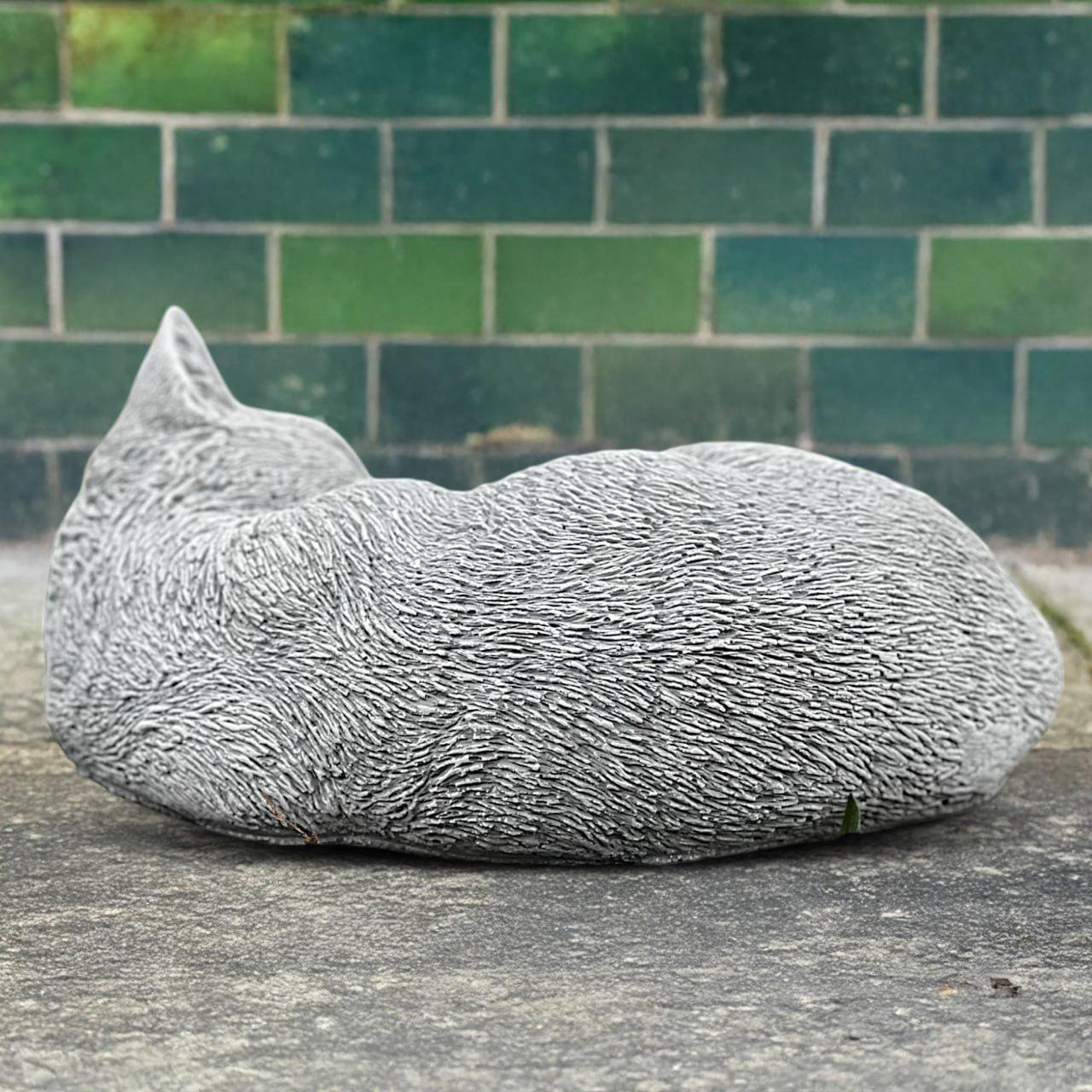 Outdoor Curled Cat Figure Concrete Kitten Sculpture Stone Kitty Statue ...