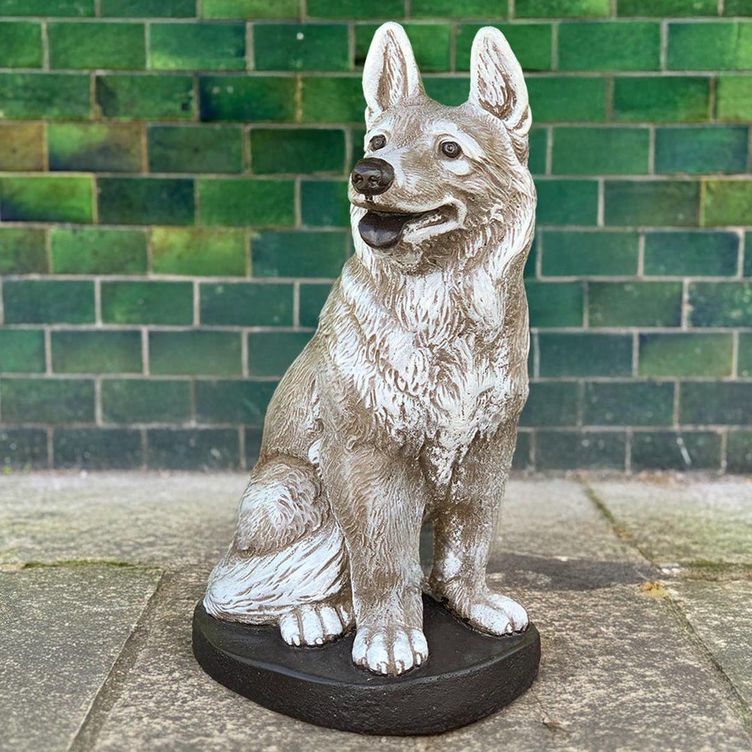 German Shepherd Statue Outdoor Dog Ornament Stone Pet Memorial ...