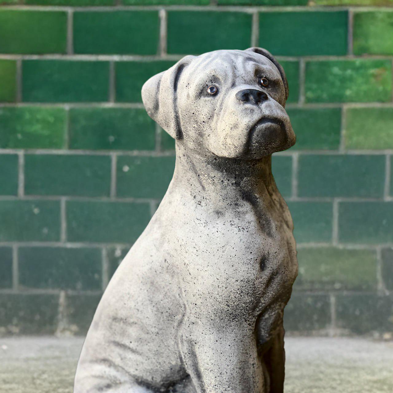 Concrete Boxer Statue Stone Dog Sculpture Handmade Dog Figurine ...