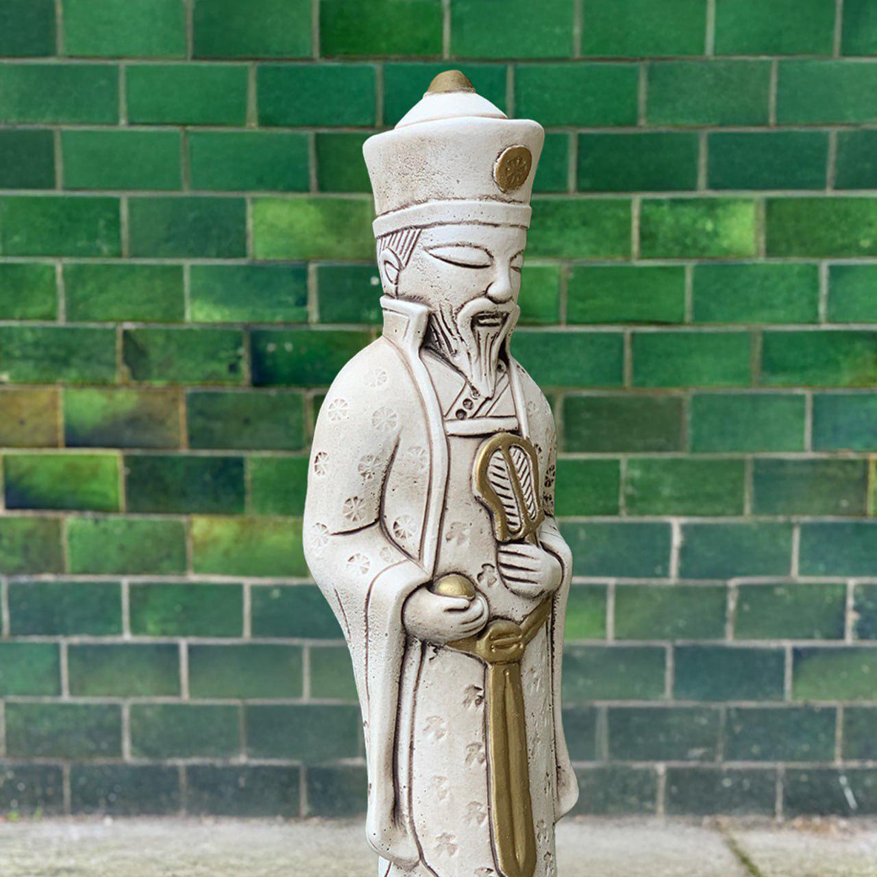 Outdoor Chinese Man Sculpture Concrete Asian Figurine Garden Feng Shui ...