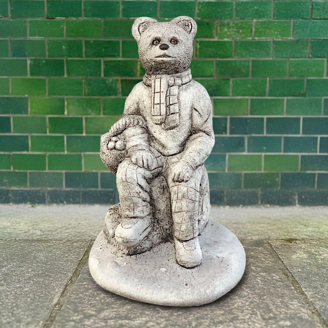 Concrete Teddy Bear Sculpture Outdoor Bear Statue Cement Bear Figurine ...