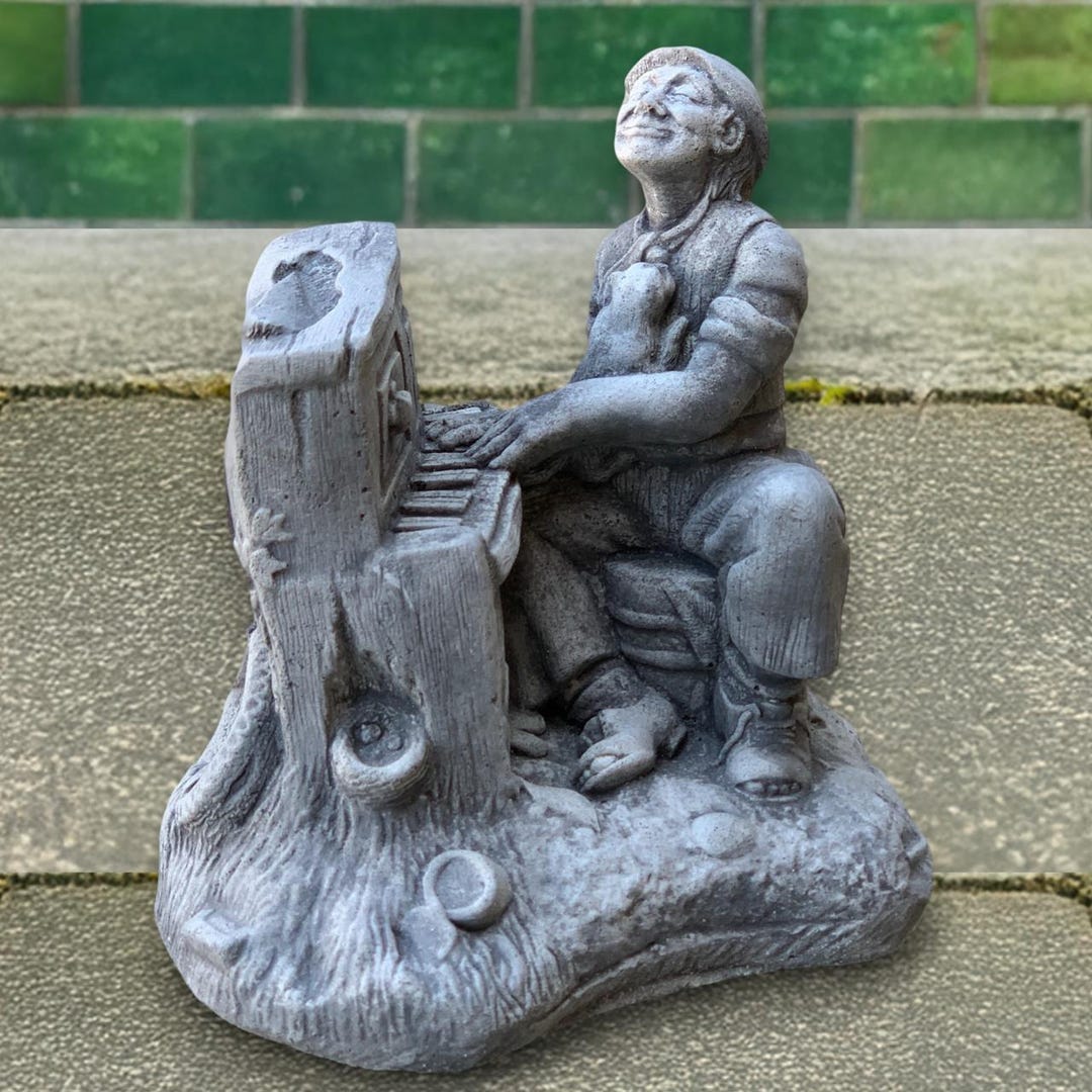 Concrete Pianist Statue Stone Musician Figurine Elegant Artistic ...