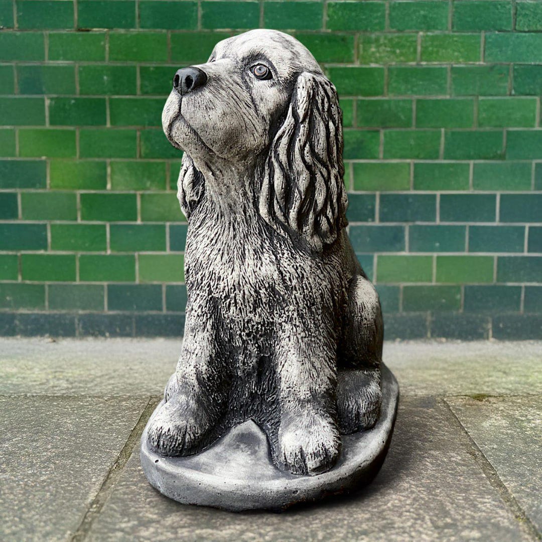 Concrete Cocker Spaniel Statue Stone Dog Sculpture Outdoor Pet Figurine ...