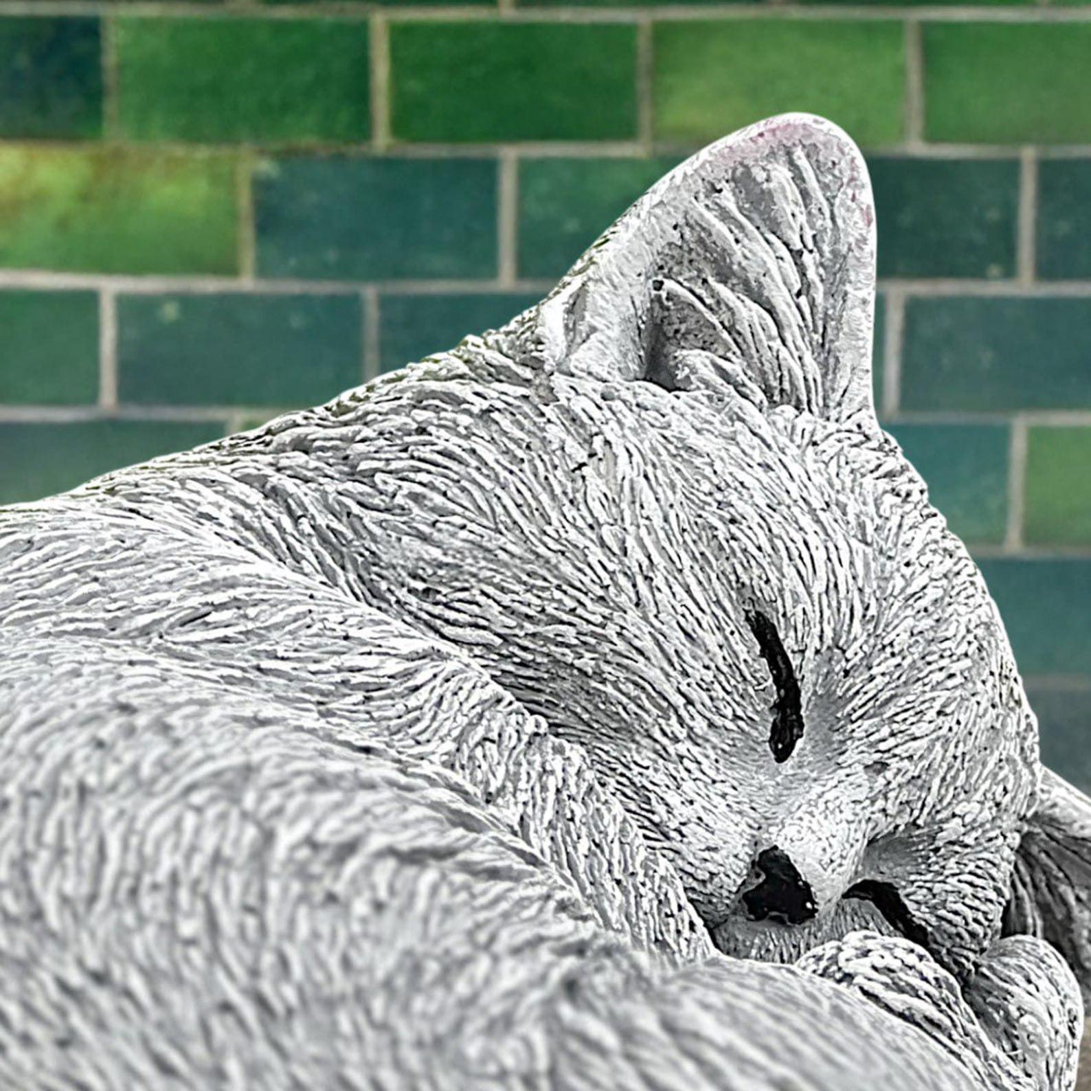 Outdoor Curled Cat Figure Concrete Kitten Sculpture Stone Kitty Statue ...
