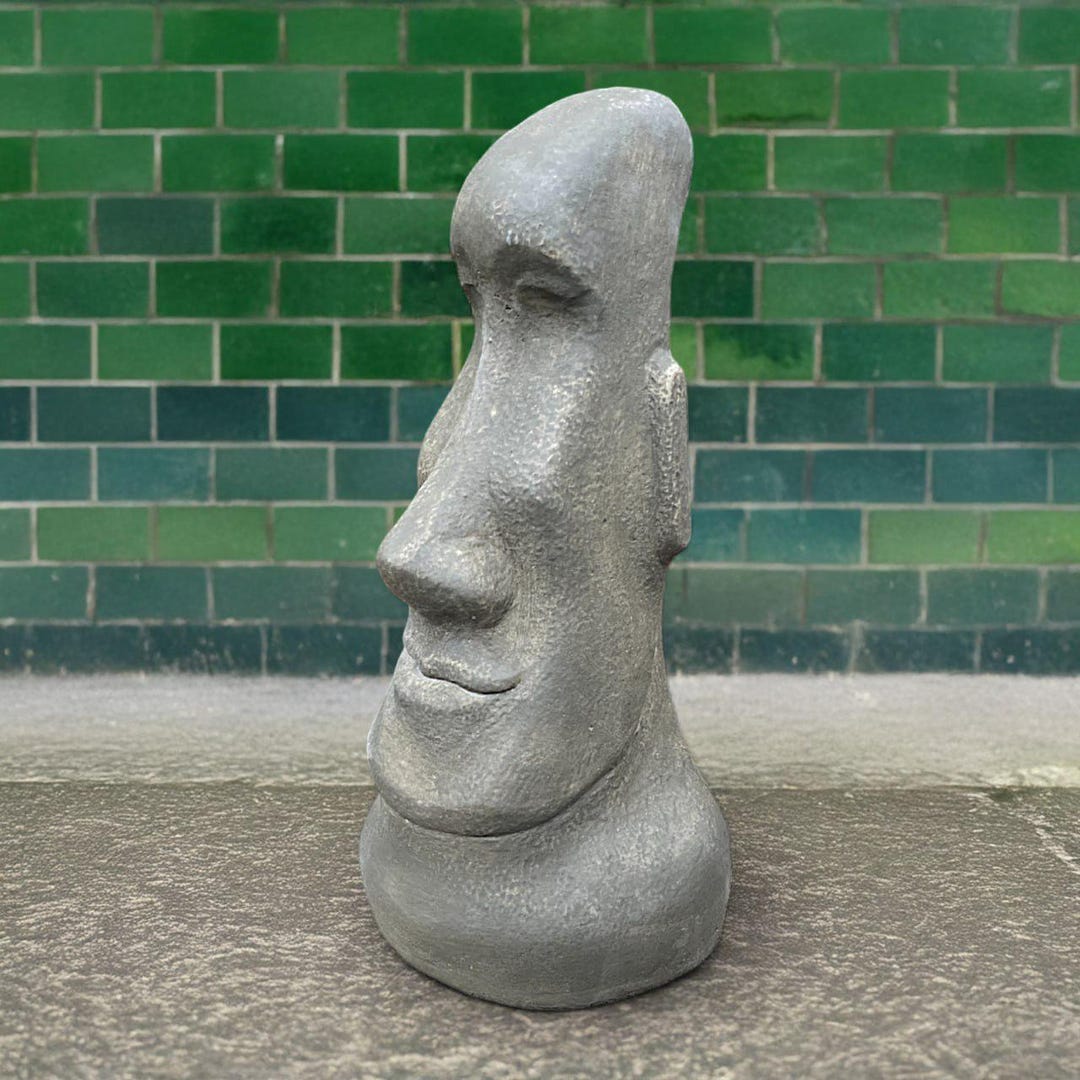 Concrete Moai Head Statue Stone Island Face Sculpture Outdoor Tiki ...