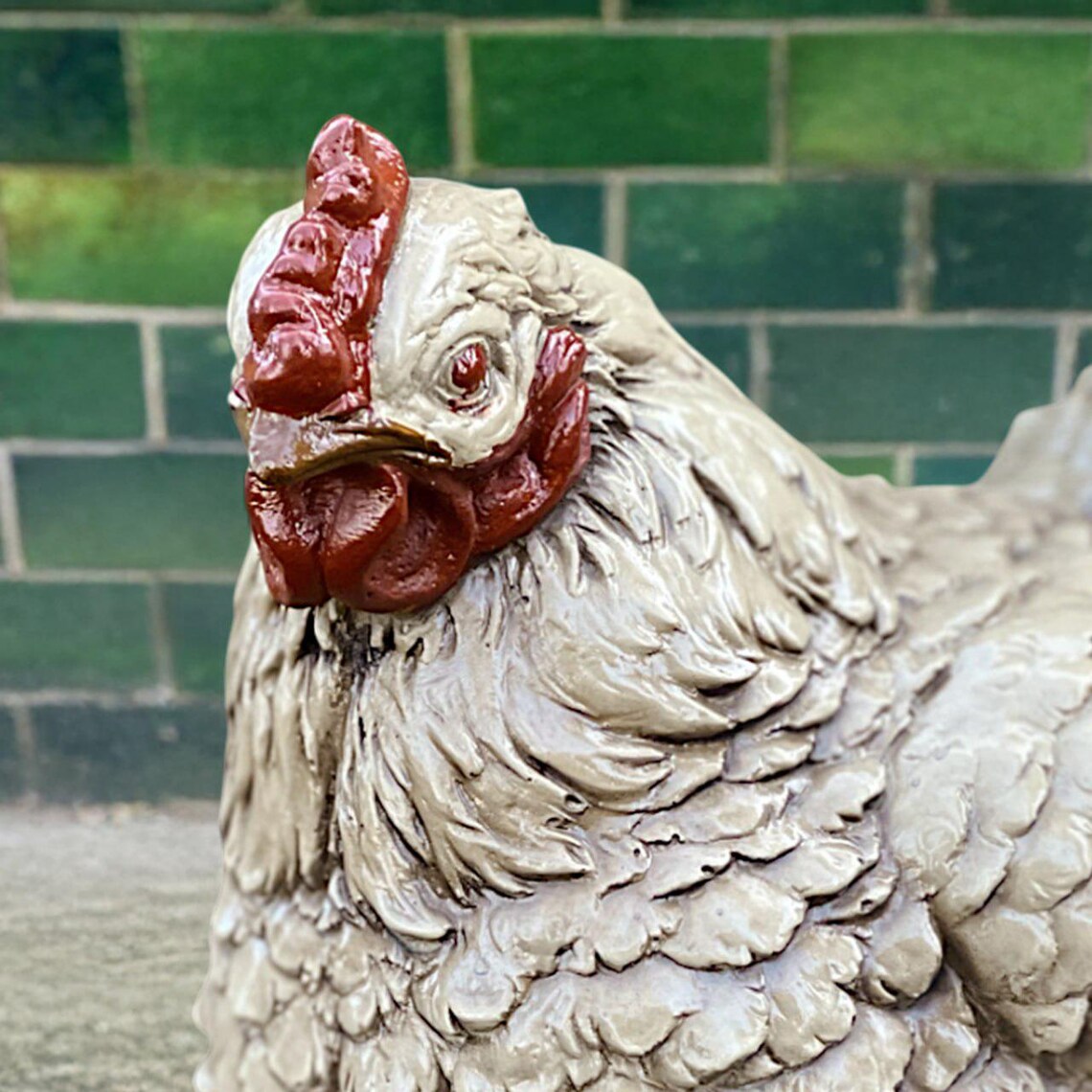 Stone Chicken Statue Concrete Bird Figurine Stone Hen Sculpture Outdoor ...