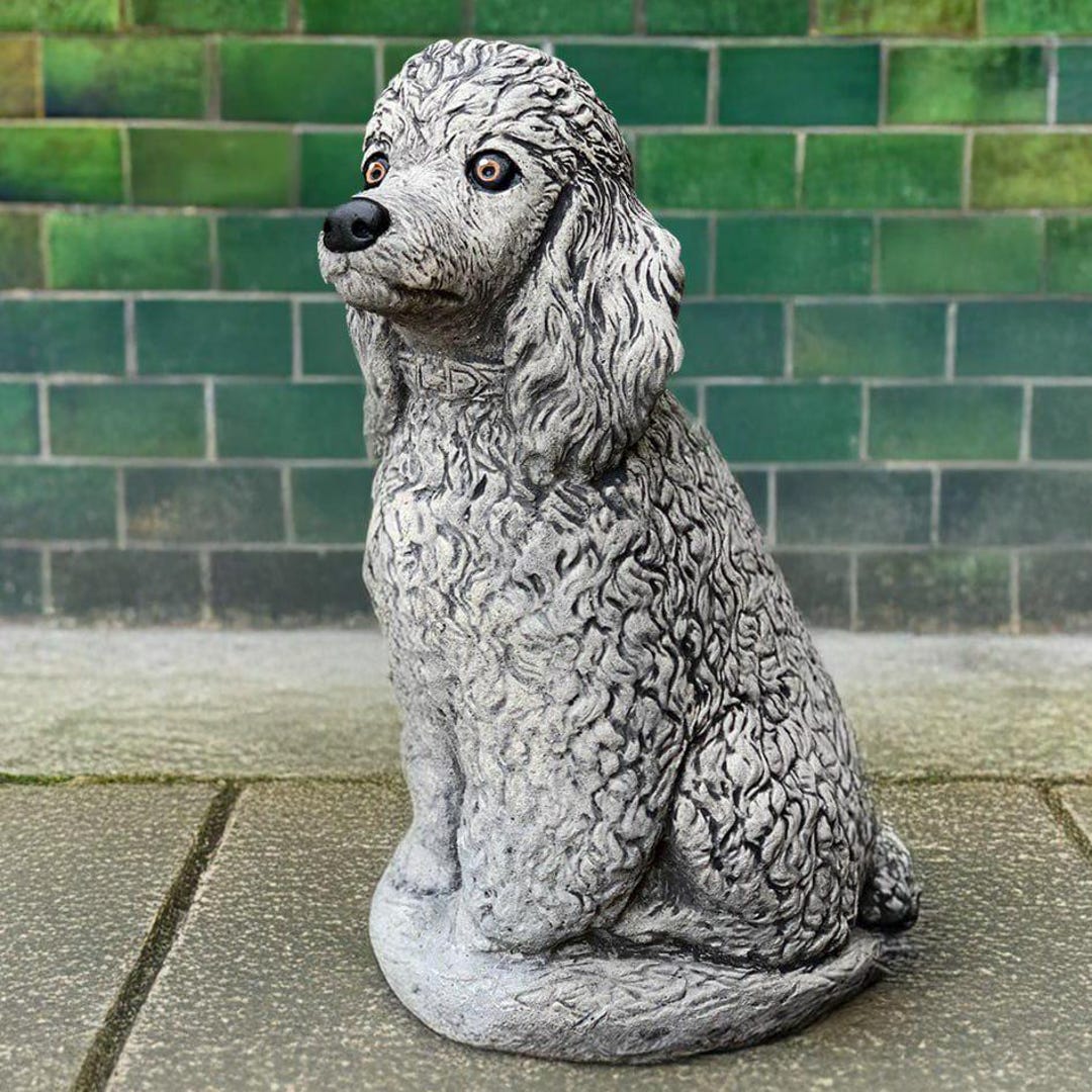 Garden Poodle Statue Concrete Pet Memorial Stone Dog Figurine Outdoor ...