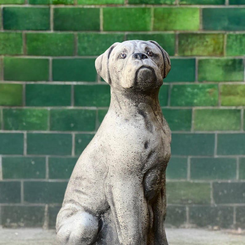 Concrete Boxer Statue Stone Dog Sculpture Handmade Dog Figurine ...