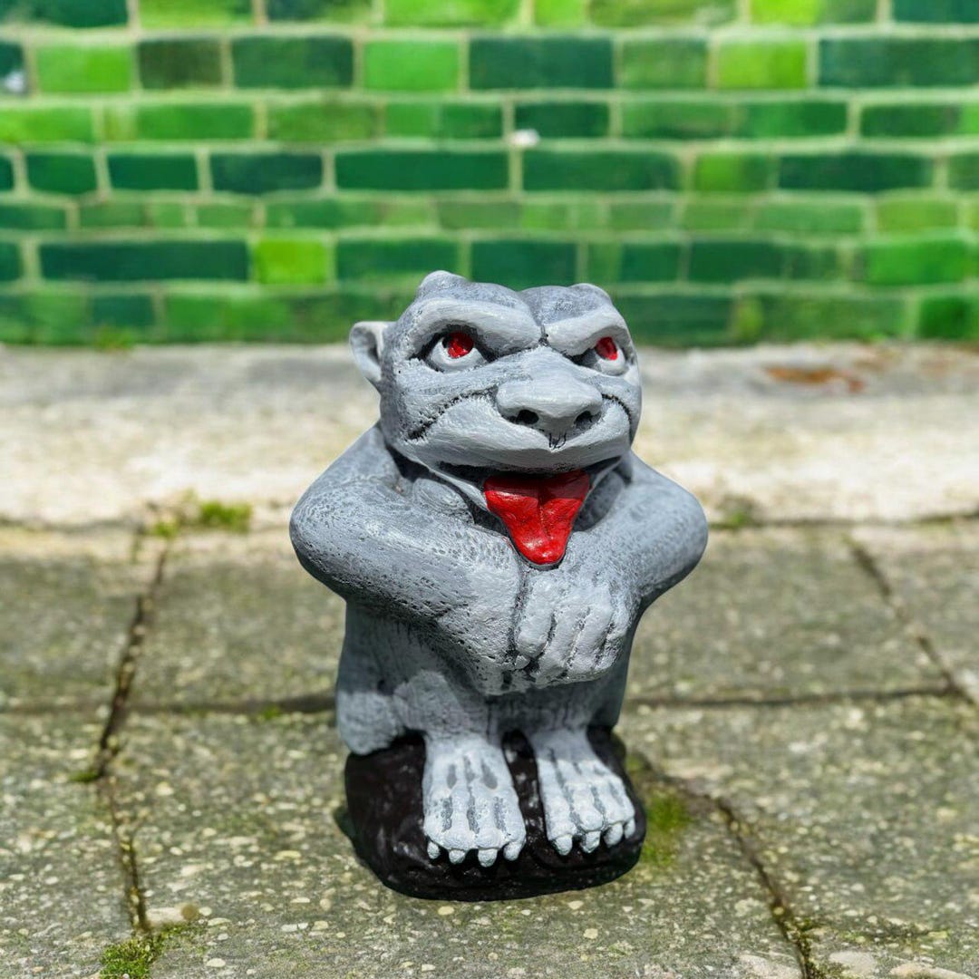 Concrete Gremlin Statue Stone Mythical Gargoyle Figurine Outdoor Gothic ...