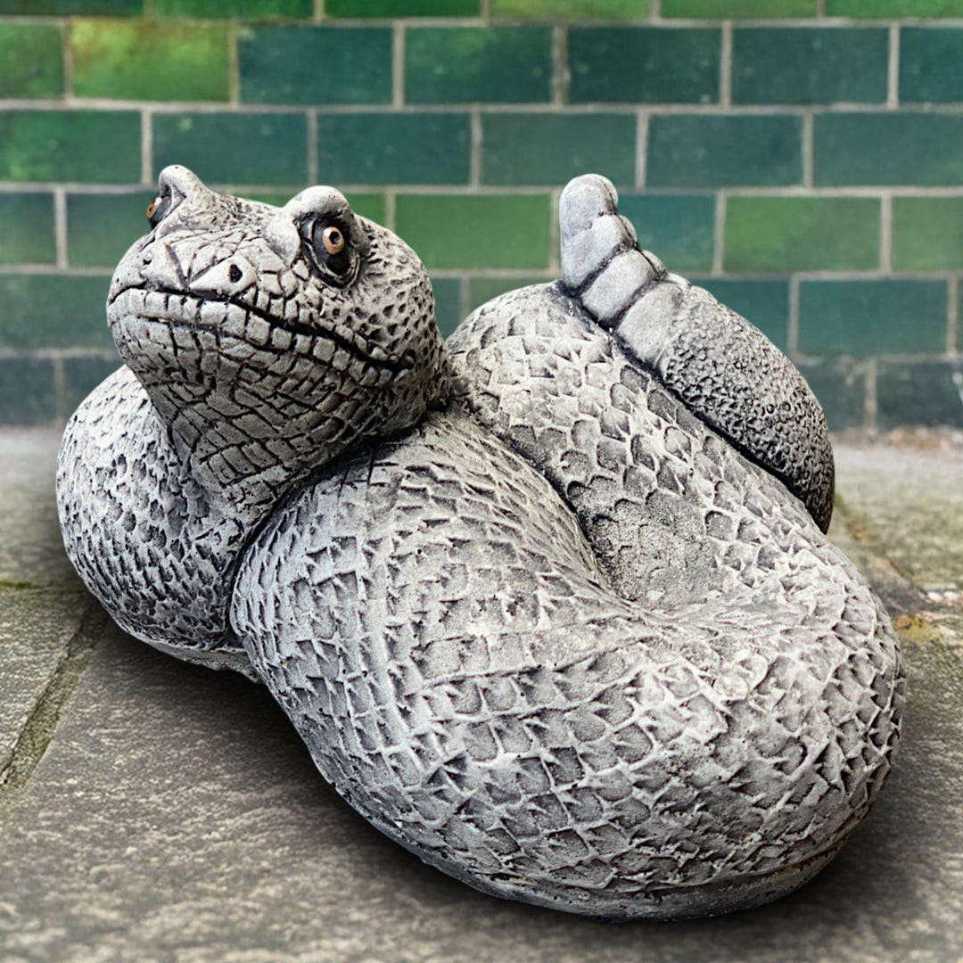 Stone Snake Statue Cement Serpent Sculpture Coiled Snake Garden Decor ...