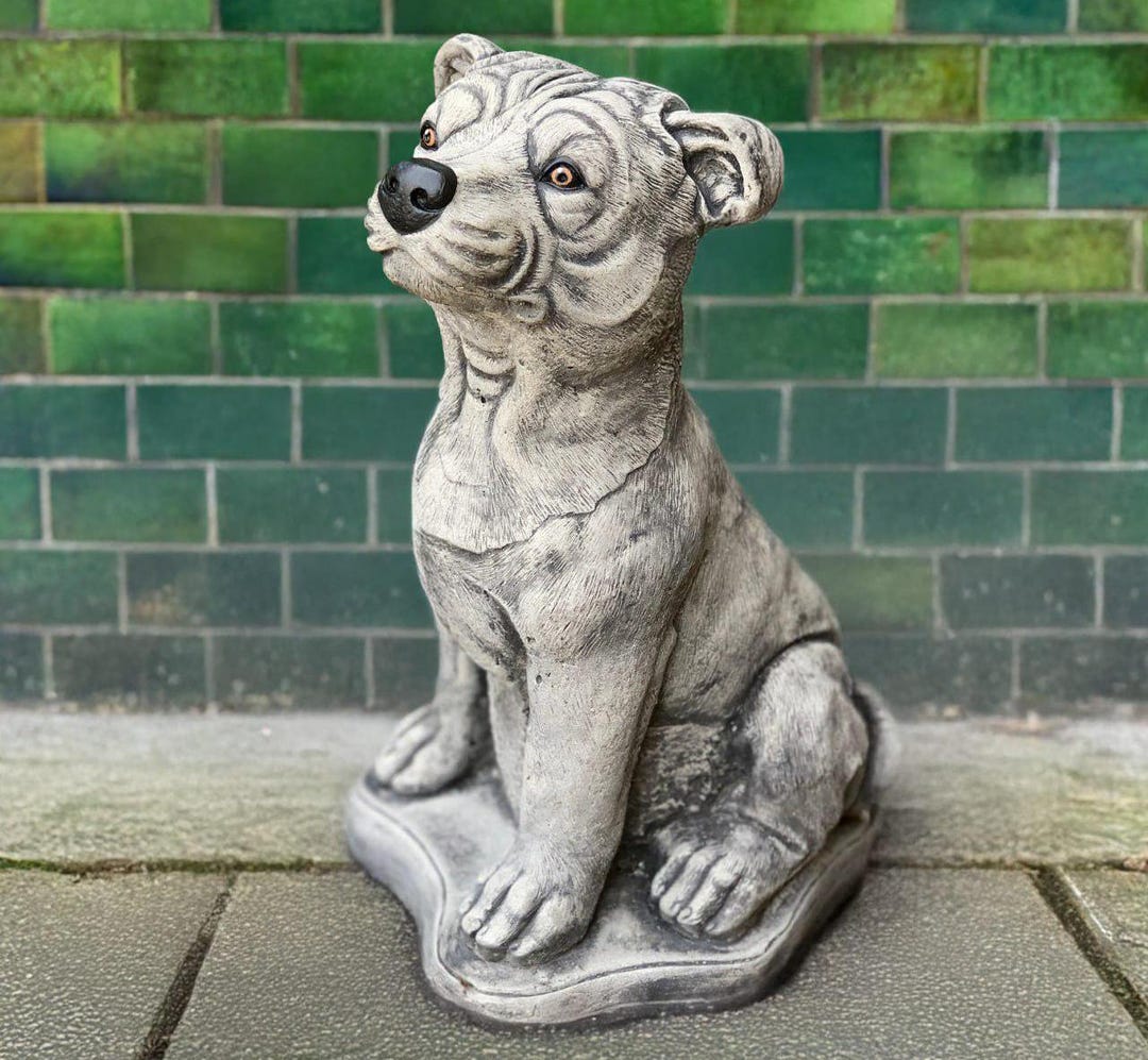 Garden Bull Terrier Statue Stone Staffordshire Dog Sculpture Realistic ...