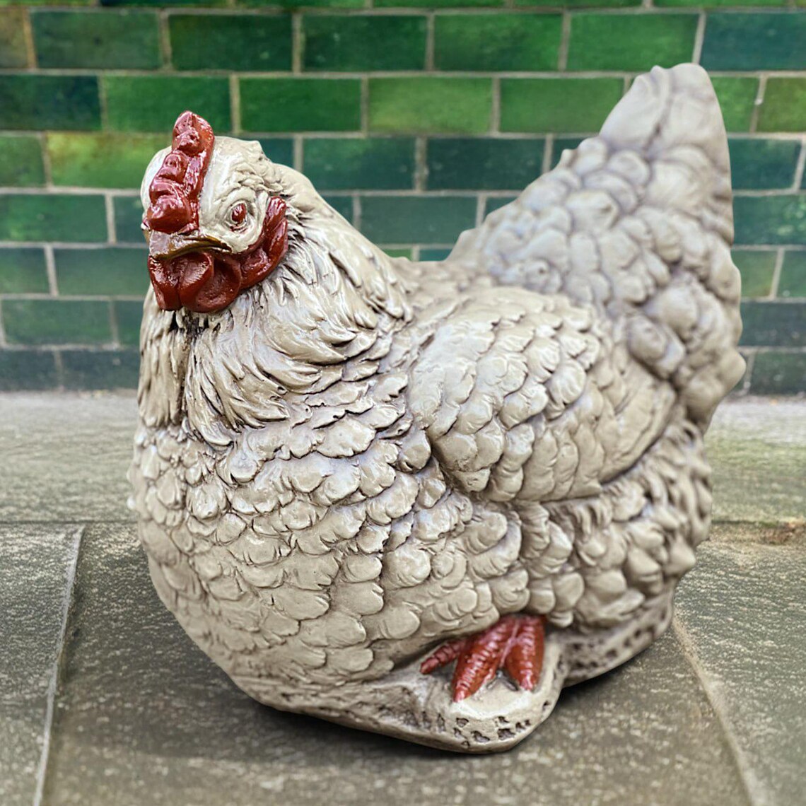 Stone Chicken Statue Concrete Bird Figurine Stone Hen Sculpture Outdoor ...