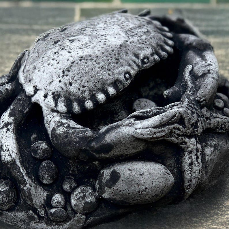 Stone Crab Statue Realistic Concrete Crab Sculpture Handmade Cement Sea ...