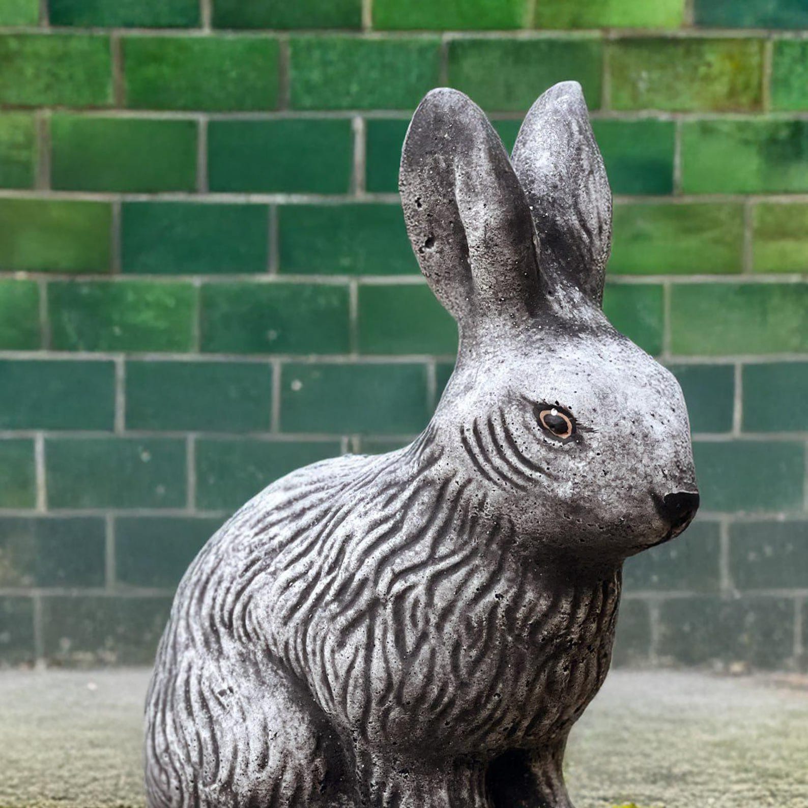 Stone Rabbit Sculpture Concrete Sitting Bunny Figurine Outdoor Animal ...