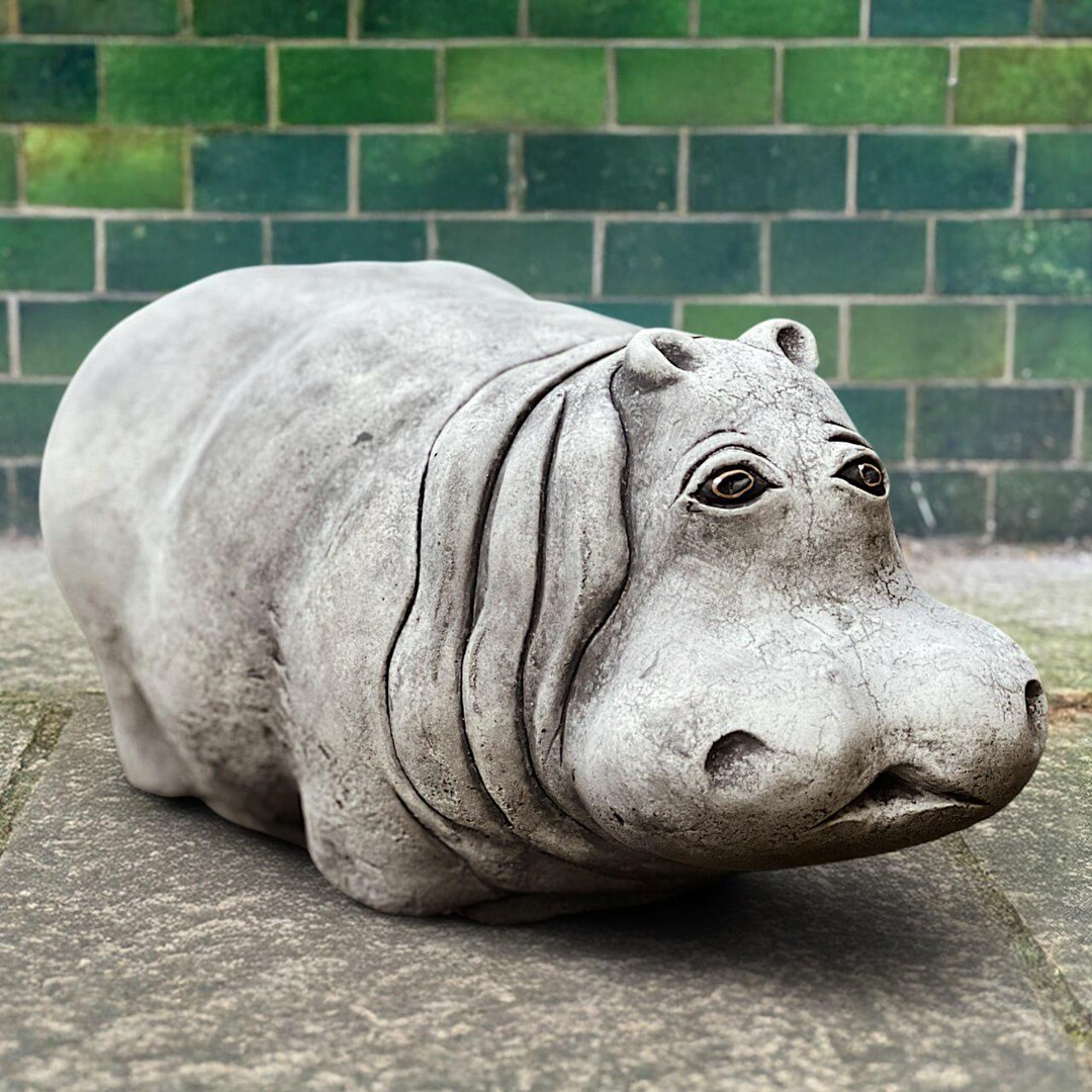 Concrete Hippo Statue Stone Animal Sculpture Cement Hippopotamus ...