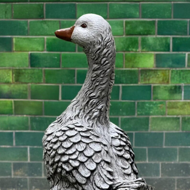 Stone Duck Sculpture Concrete Goose Statue Outdoor Bird Figurine Cement ...